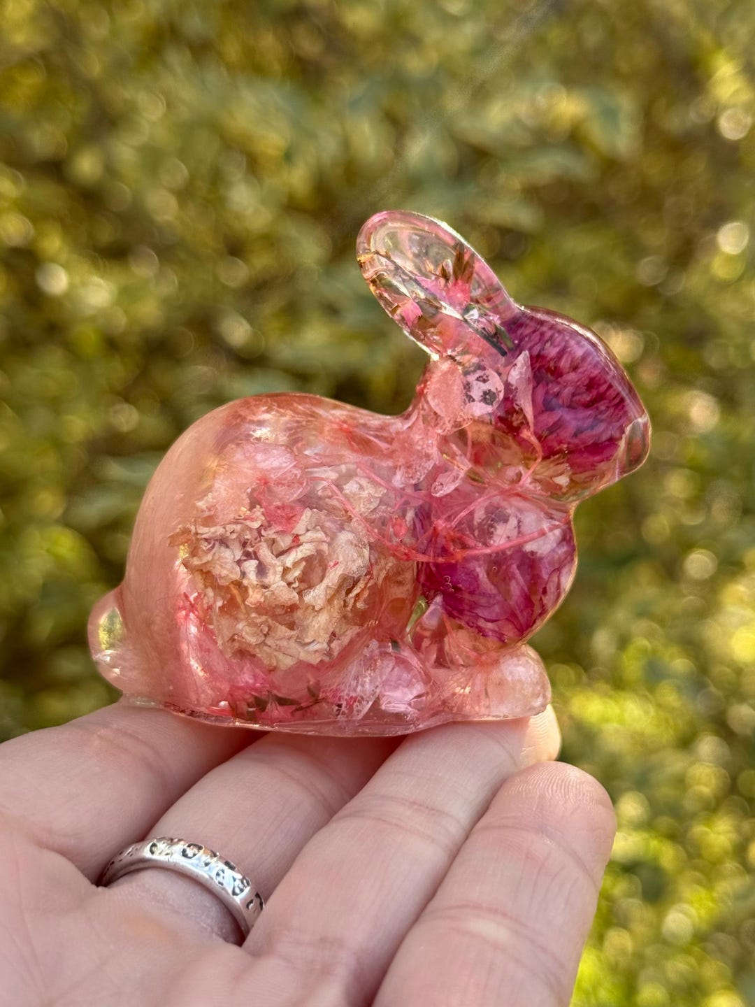 Resin Bunny Figurine | Moss in Resin | Floral Decor | Nature Terrarium ...
