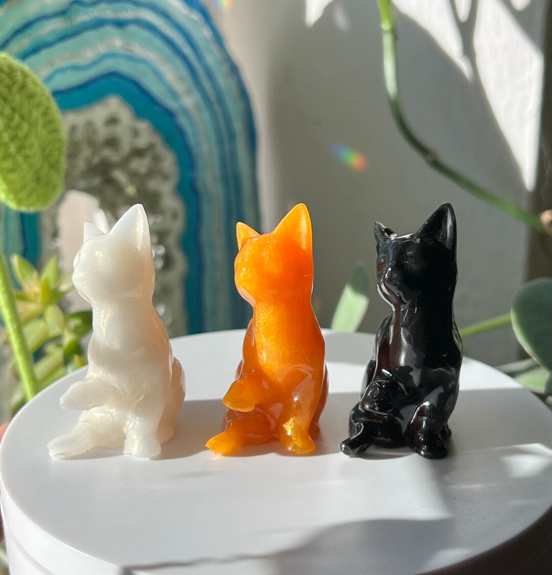 Resin Cat Figurine | Small Cat Statue | Animal Decor Statue | Paper ...