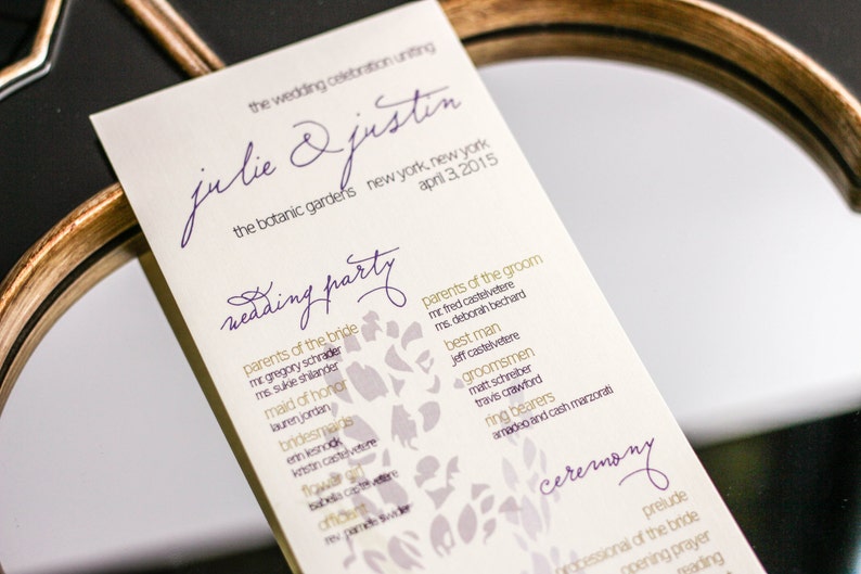 Purple and Gold Wedding Programs Rustic Wedding Programs | Etsy