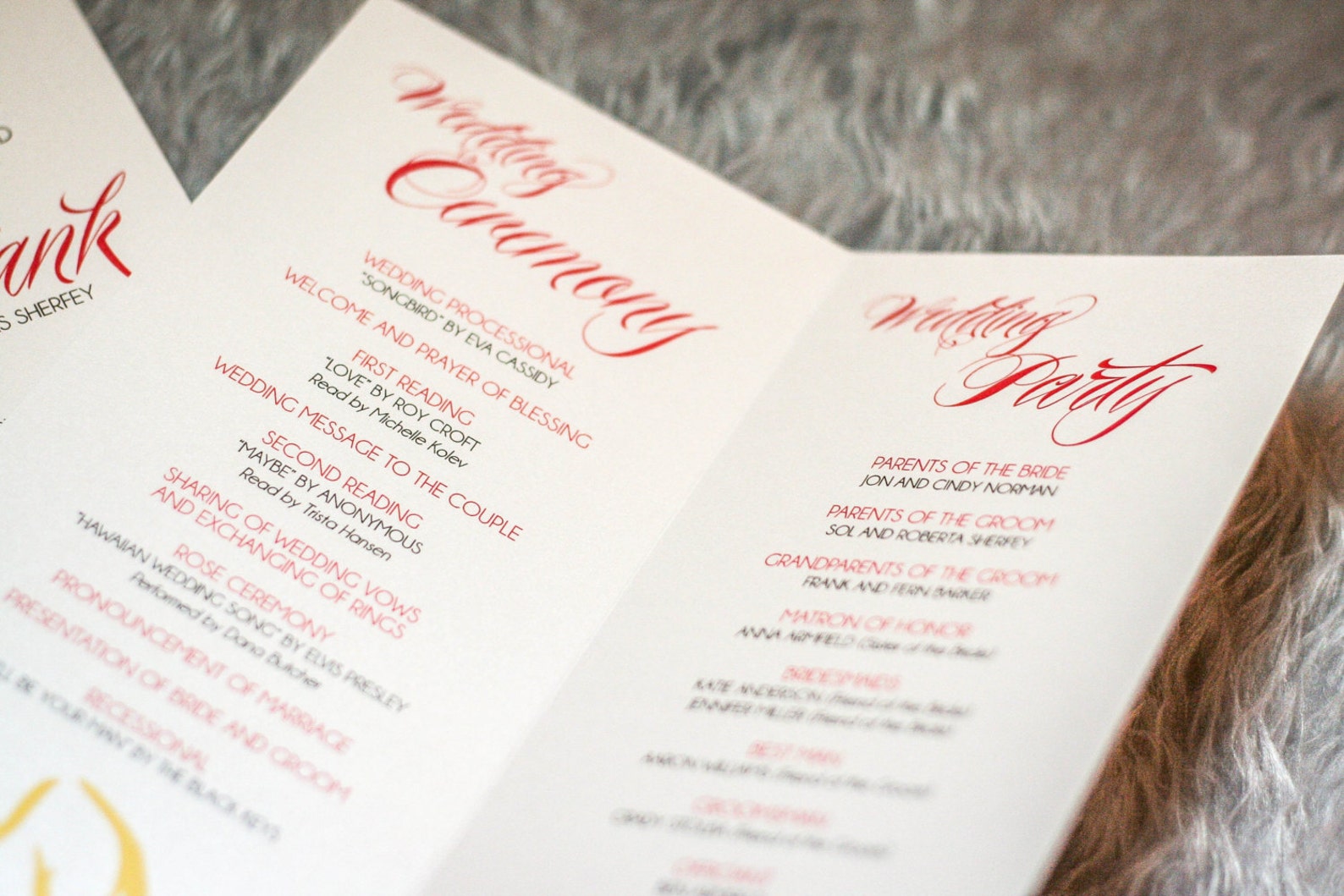 Ceremony Programs, Folded Wedding Programs, Destination Wedding ...