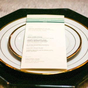 Modern Wedding Menus, Striped Dinner, City Stationery, Mint Green ...