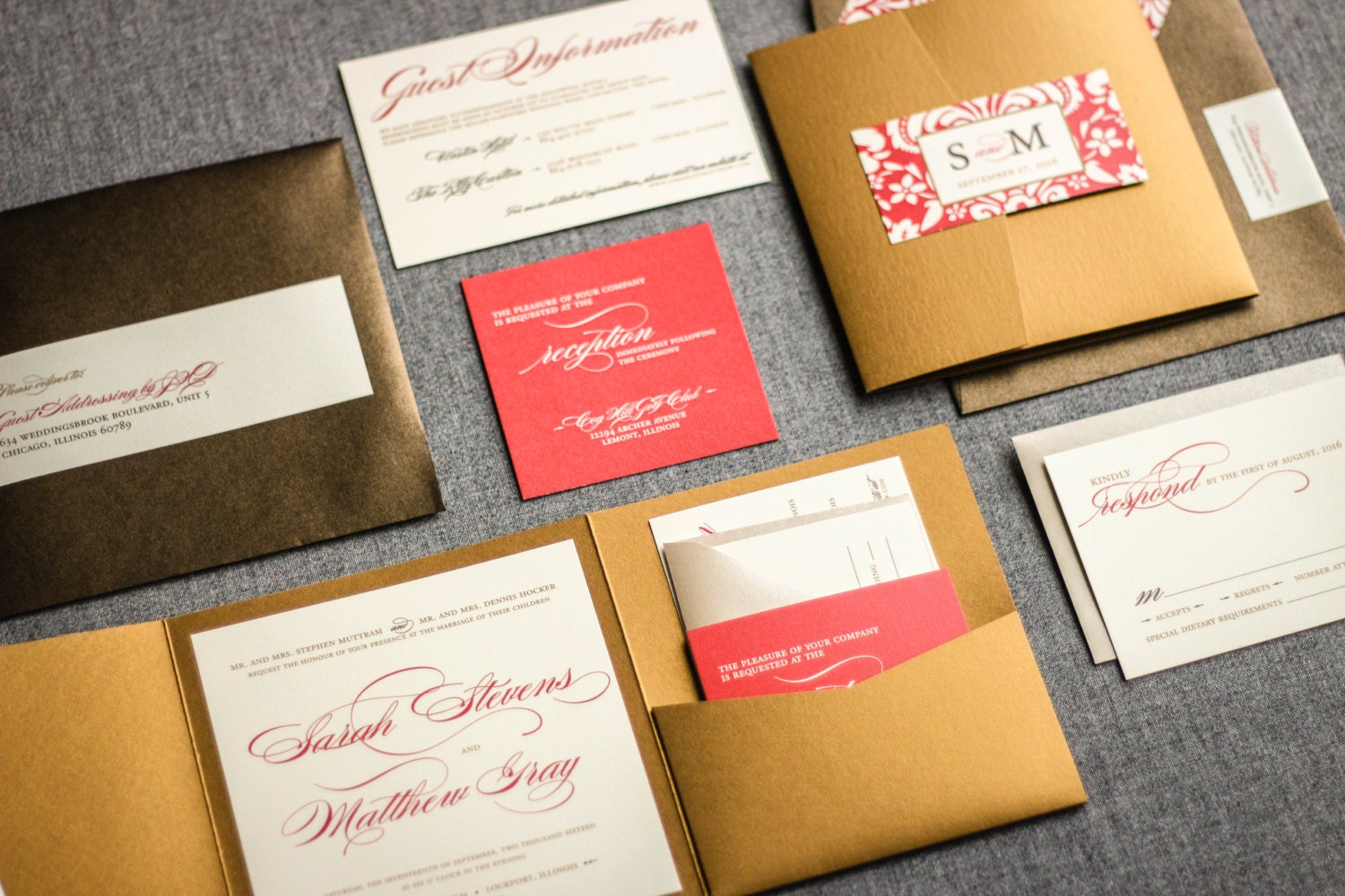 Rustic Wedding Invitation Printed Pocketfold Invitations | Etsy