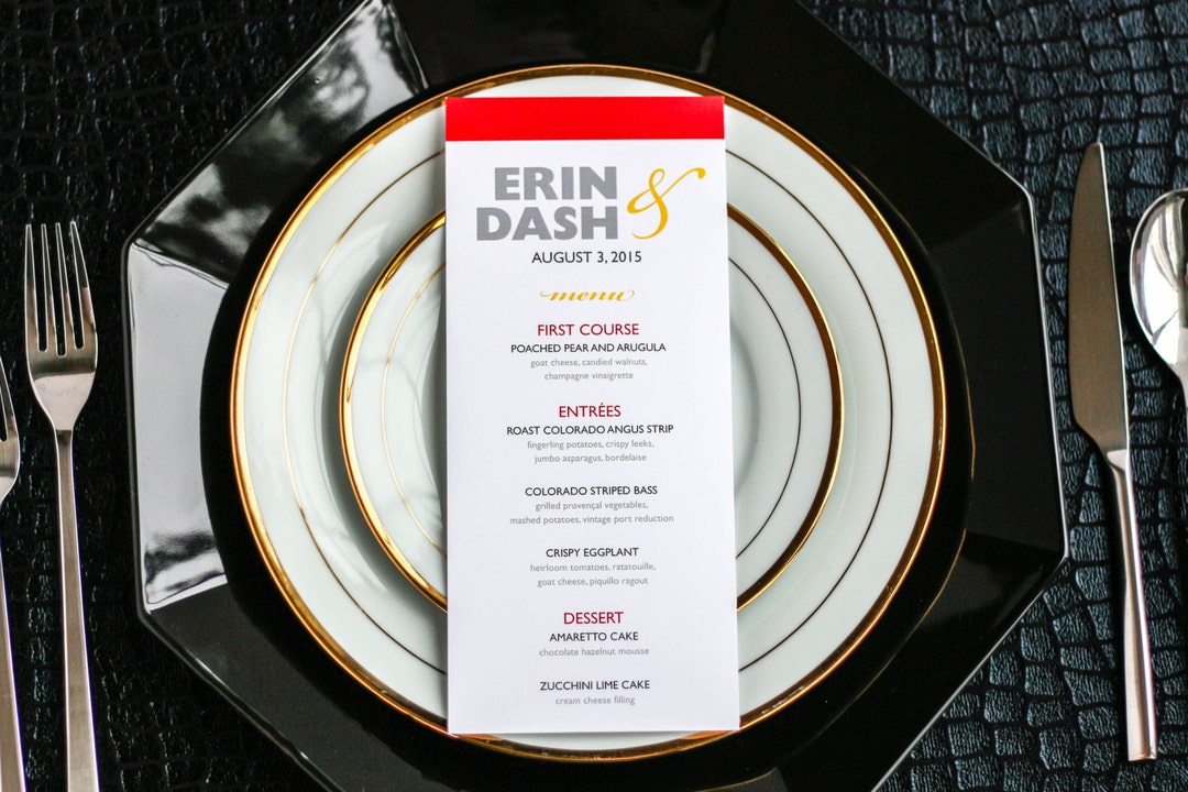 Modern Wedding Menus, Simple Wedding Stationery, Striped Menus ...