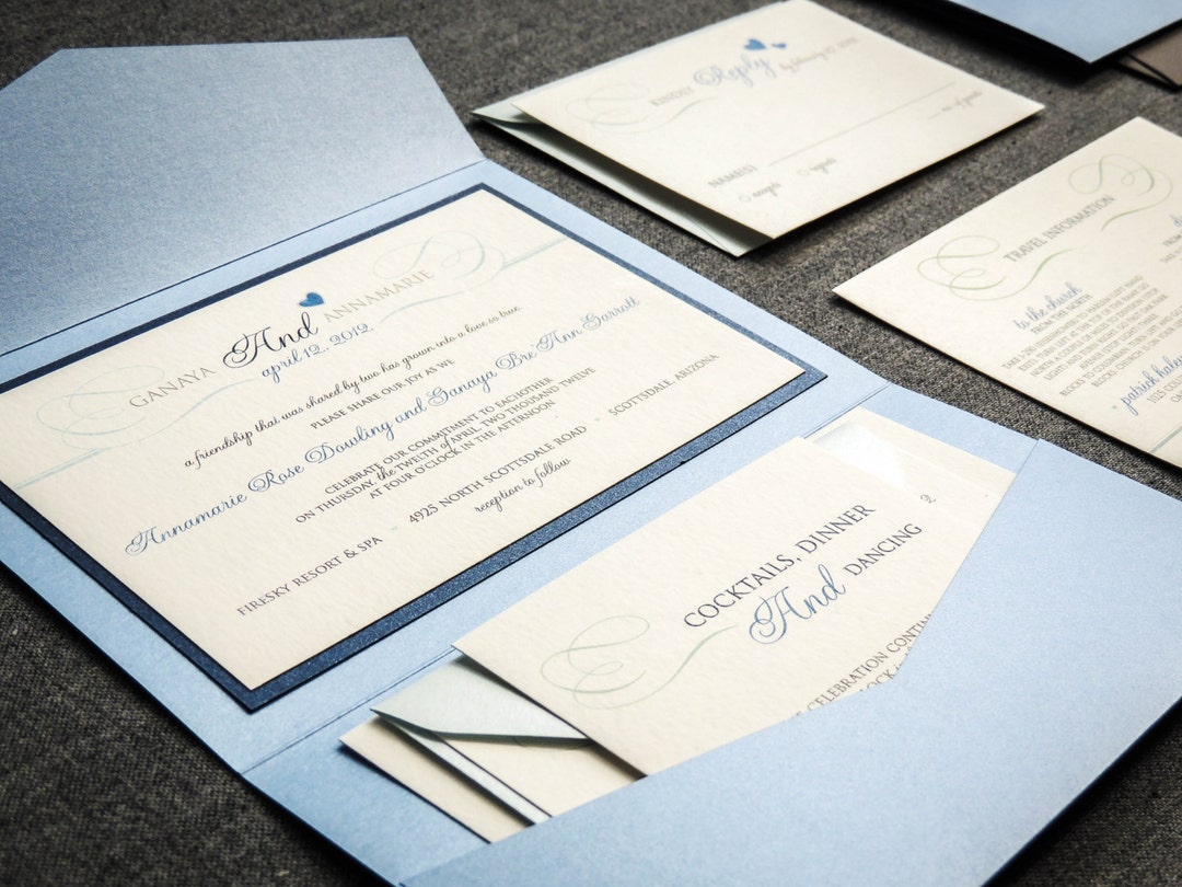 Winter Wedding Invitations Chic Pocketfold Card Classic - Etsy