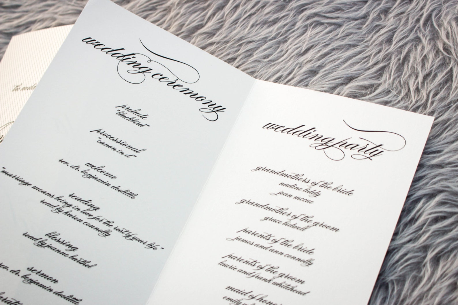 Elegant Wedding Programs, Calligraphy Programs, Black Tie Wedding ...