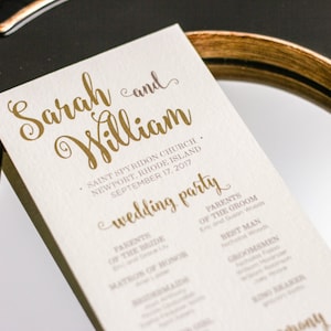 Gold Wedding Program, Ceremony Program, Special Event Programs ...