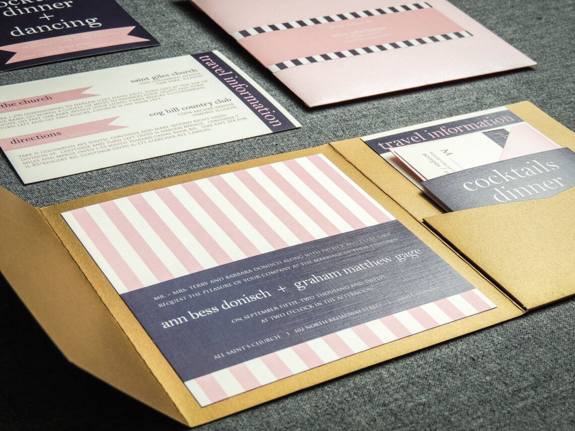 Preppy Wedding Invitations Printed Wedding Invitations Pink | Etsy