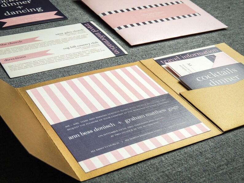 Preppy Wedding Invitations Printed Wedding Invitations Pink - Etsy