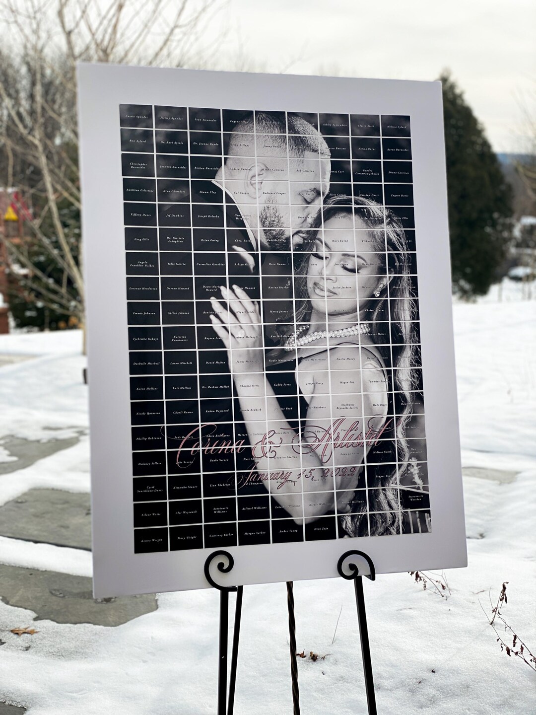 Wedding Place Card Display With Picture, Custom Modern Party Guestbook ...