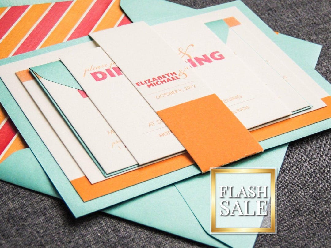 Vibrant Wedding Invitations, Modern Destination Wedding Invitation ...