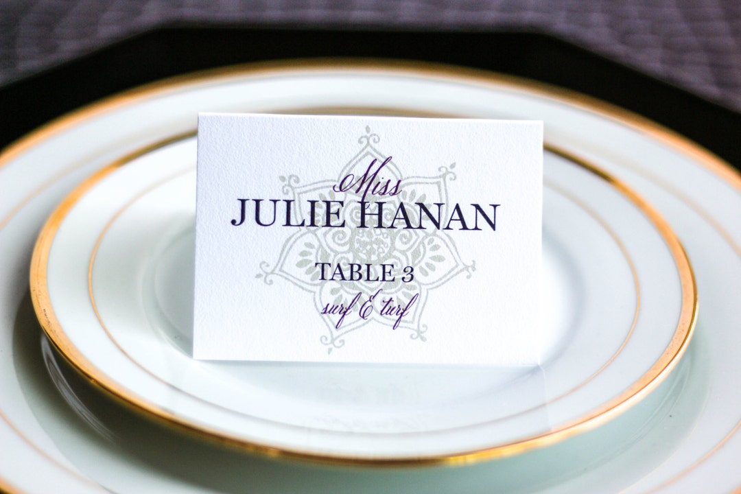 Elegant Indian Wedding Placecards, Special Event Seating Cards, Henna ...