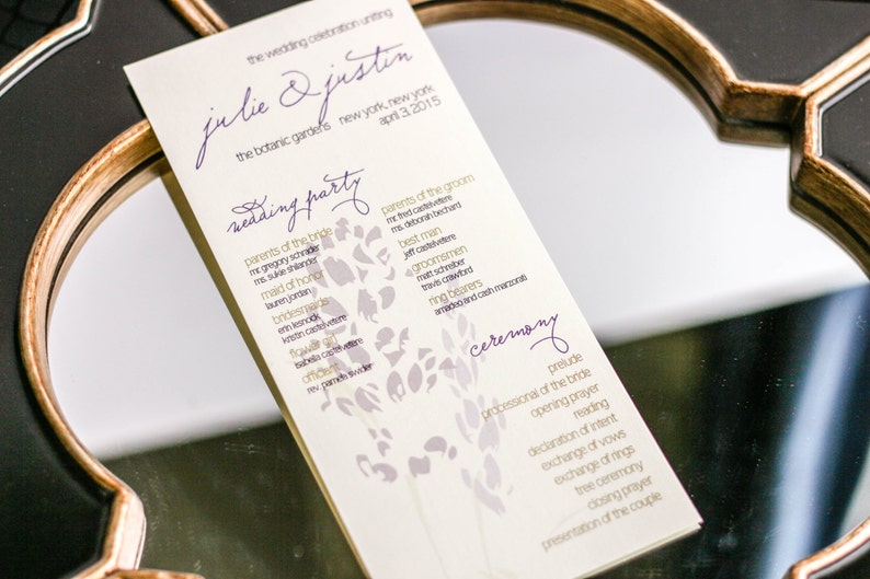 Purple and Gold Wedding Programs Rustic Wedding Programs | Etsy