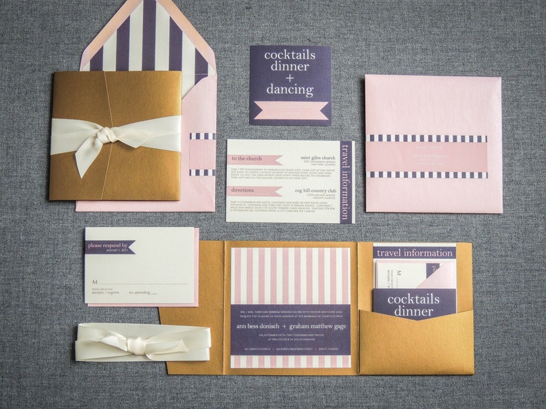 Preppy Wedding Invitations, Printed Wedding Invitations, Pink and ...