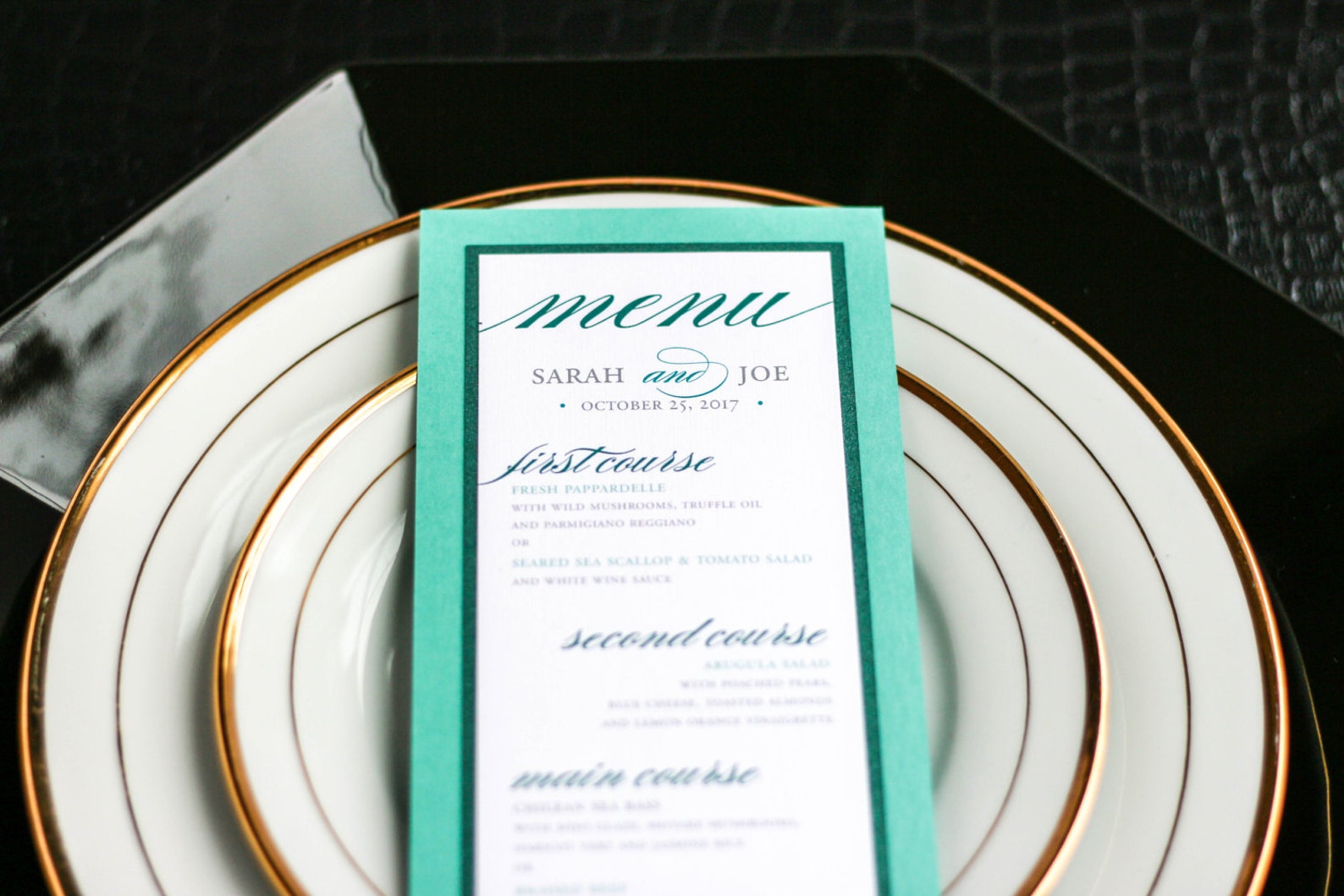 Teal and Aqua Dinner Menu Romantic Reception Menus Wedding - Etsy France