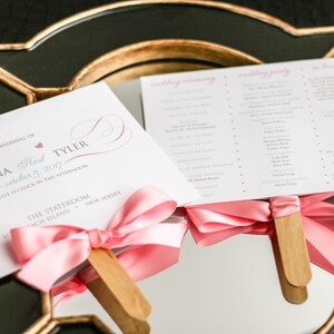 Romantic Wedding Programs, Elegant Program Fans, Pink and Mint Wedding ...