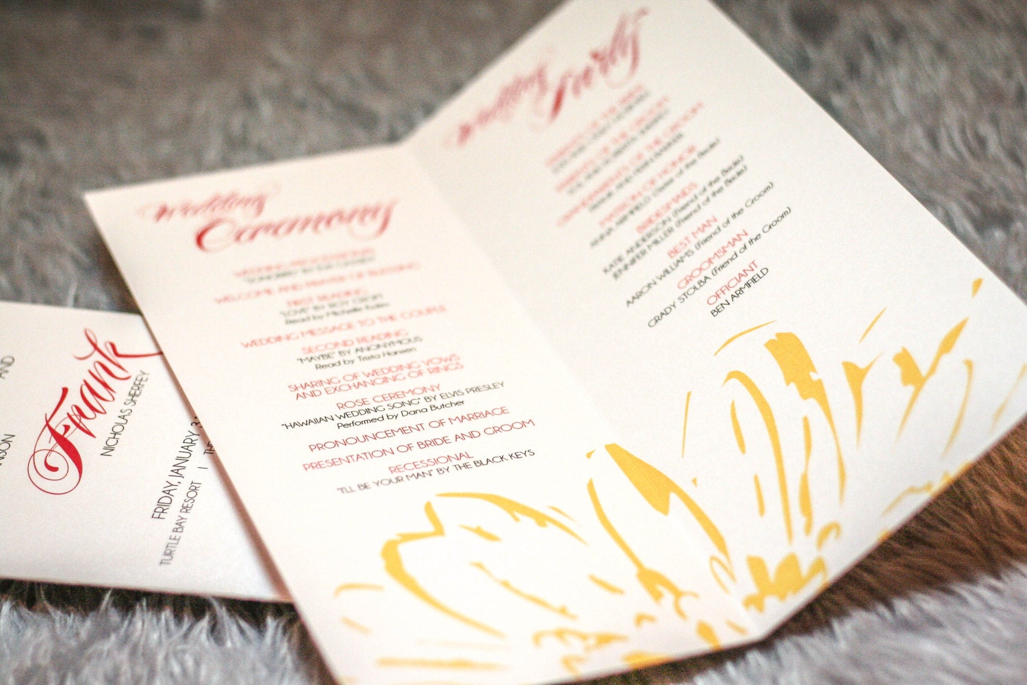 Ceremony Programs, Folded Wedding Programs, Destination Wedding ...