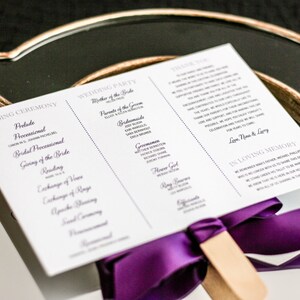 Purple Wedding Program, Elegant Ceremony Programs, Fan Programs ...