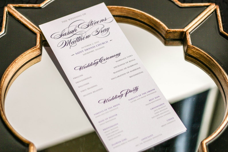 Elegant Wedding Program, Ceremony Programs, Calligraphy Invitations ...