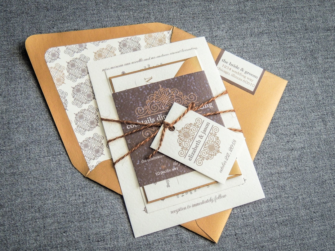 Vintage Rustic Wedding Invitation, Gold Invitations, Fall Wedding ...