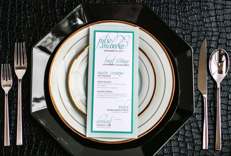 Dinner Menus Wedding Menu Destination Calligraphy Menu | Etsy