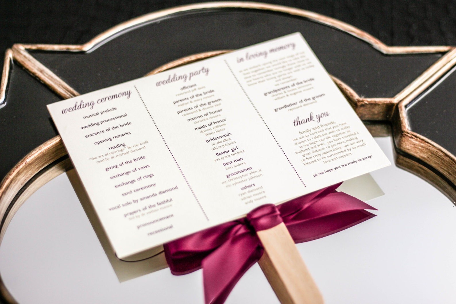 Luxury Program Fans Outdoor Event Ceremony Program Fans | Etsy