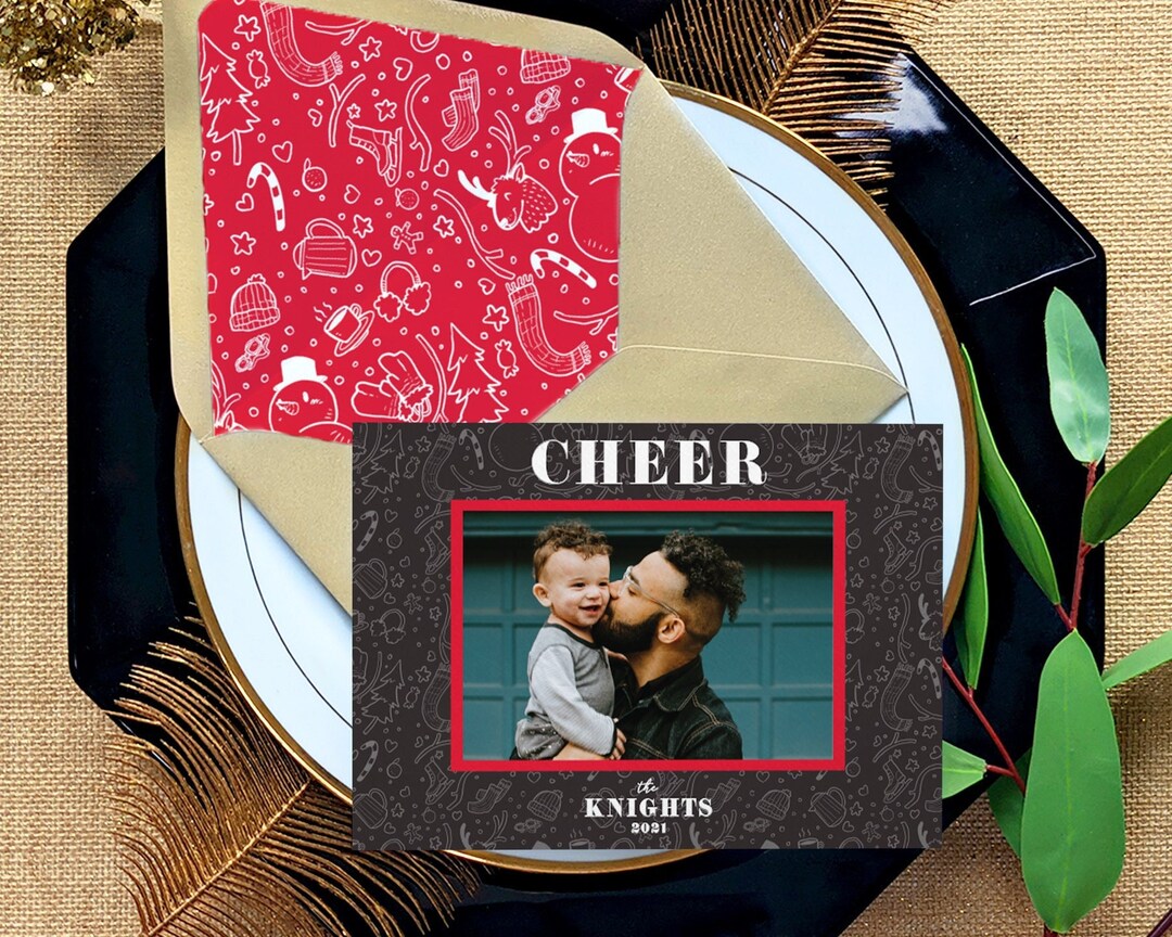 Custom Christmas Cards With Family Photo, Xmas Cheer, Customized New ...