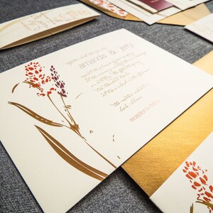 Fall Rustic Wedding Invitations, Red and Gold Wedding, Nature Wedding ...