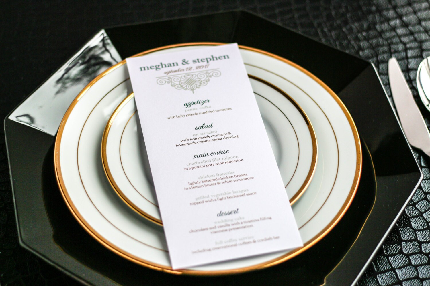 Reception Dinner Wedding Menus Table Menus Traditional | Etsy