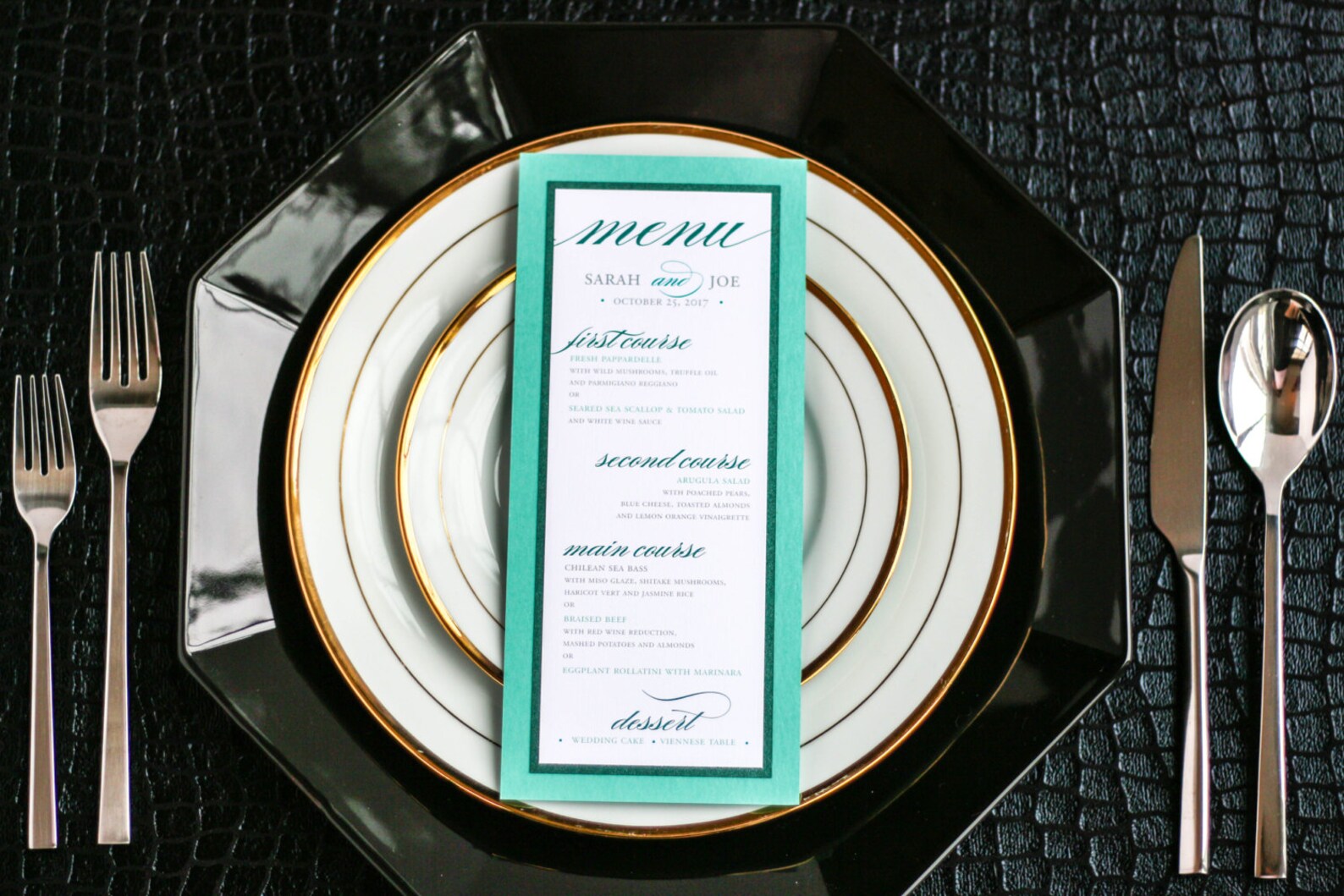 Teal and Aqua Dinner Menu Romantic Reception Menus Wedding - Etsy France