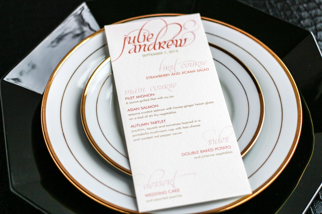Reception Menus, Wedding Menus, Dinner Menu, Calligraphy Menu, Elegant ...