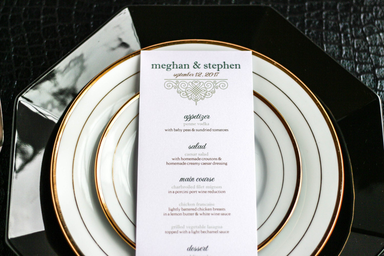 Reception Dinner Wedding Menus Table Menus Traditional | Etsy