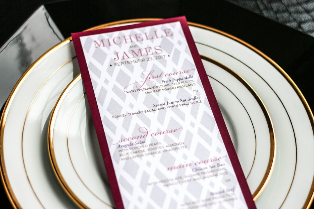 Wine and Gold, Wedding Dinner Menus, Classic Wedding, Plum, Elegant ...