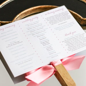 Romantic Wedding Programs, Elegant Program Fans, Pink and Mint Wedding ...