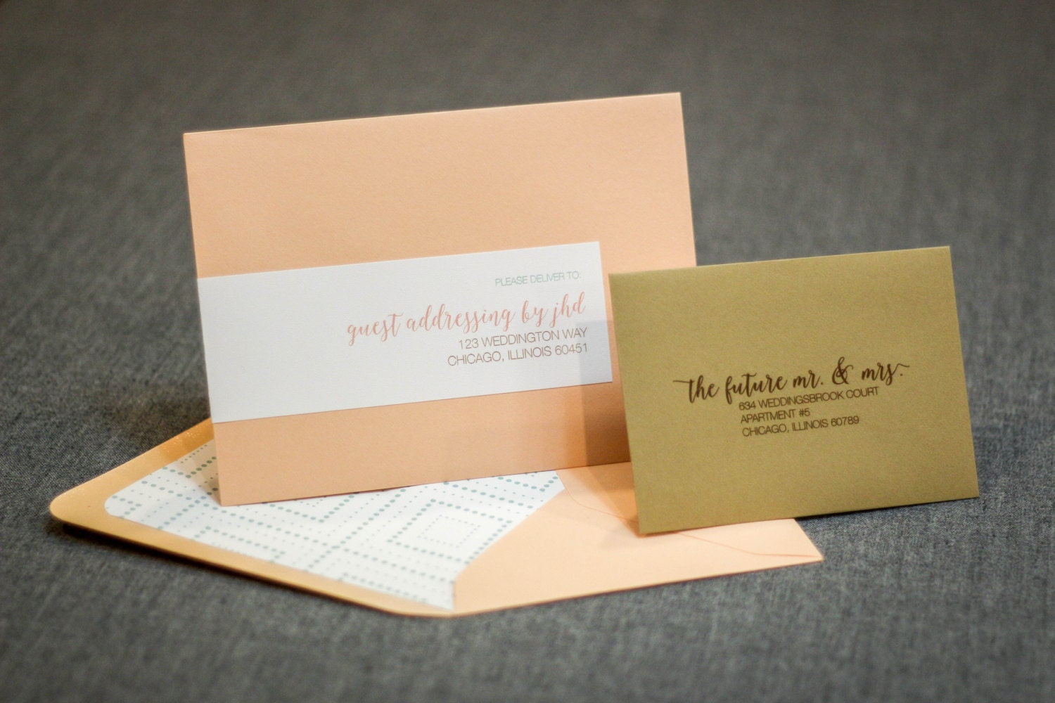 Rustic Wedding Invitations Peach & Mint Wedding Invitations - Etsy