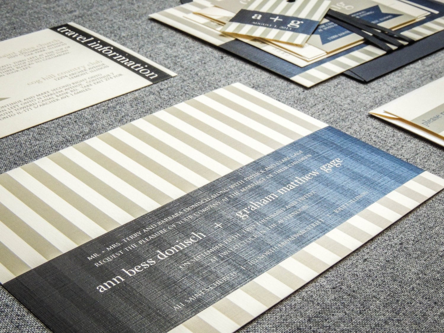 Striped Wedding Invitation Black and White Invitations - Etsy