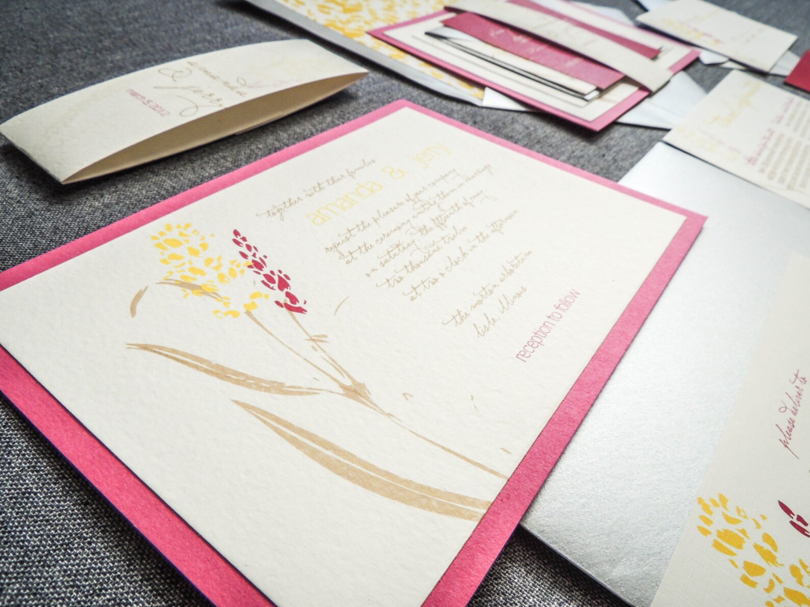 Pink and Silver Invitations, Pink Floral Wedding, Summer Rustic ...