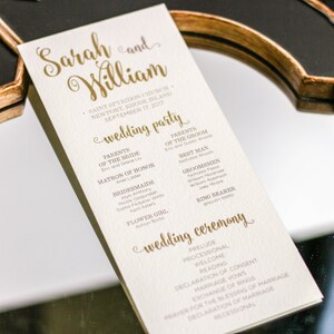 Gold Wedding Program, Ceremony Program, Special Event Programs ...