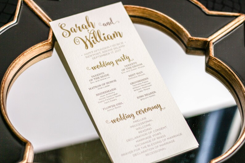 Gold Wedding Program Ceremony Program Special Event - Etsy