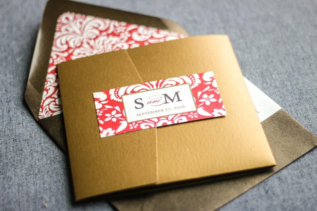 Rustic Wedding Invitation Printed, Pocketfold Invitations, Fall Wedding ...