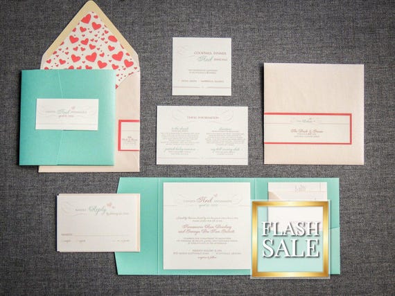 Coral And Aqua Invitation Beach Wedding Invitation Templates With