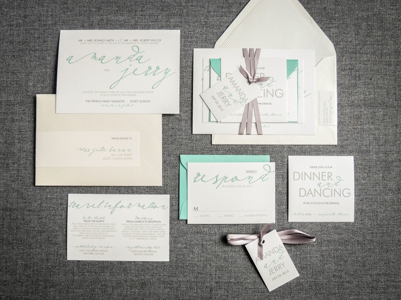 Mint Wedding Invitation Suite, Modern Beach Invites, Clean and Modern ...