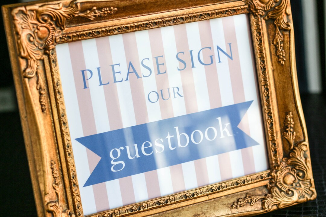 Preppy Wedding Decor, Guestbook Sign, Kids Table Sign, Blue and Pink ...