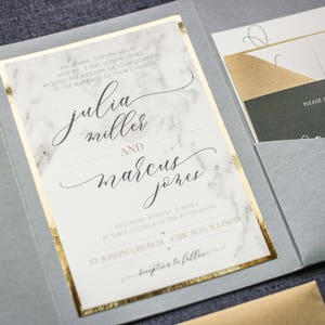 Luxury Wedding Invitation, Modern Marble & Gold Foil Invitations ...