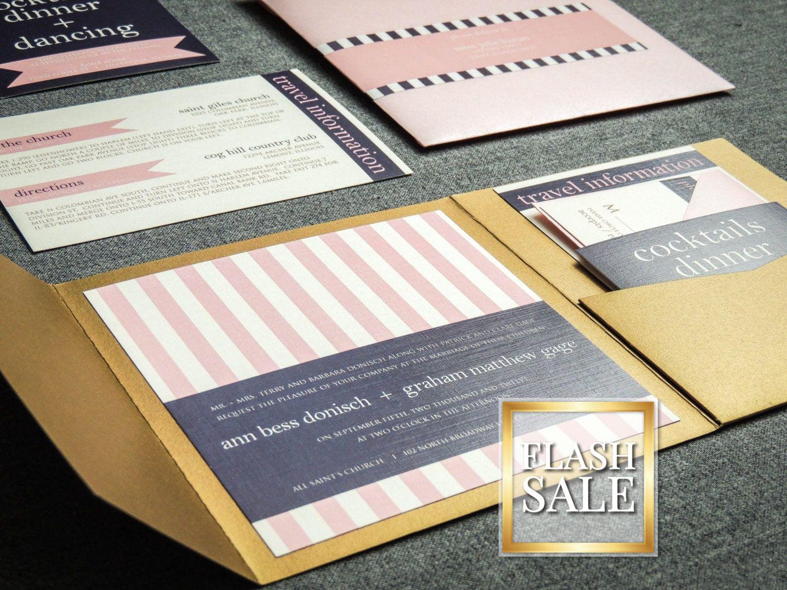 Preppy Wedding Invitations, Printed Wedding Invitations, Pink and ...