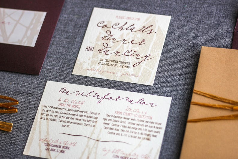 Fall Wedding Invitations Rustic Branches Pocketfold Suite - Etsy