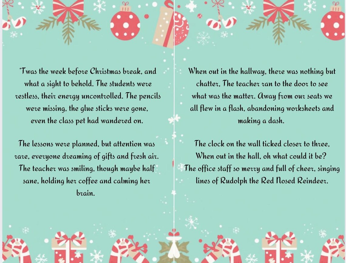 Twas the Week Before Christmas Break Printable Teacher Book| Digital ...