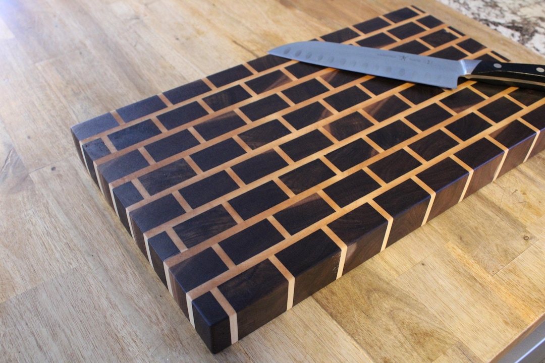 End Grain Brick Pattern Cutting Board, Walnut and Maple - Etsy