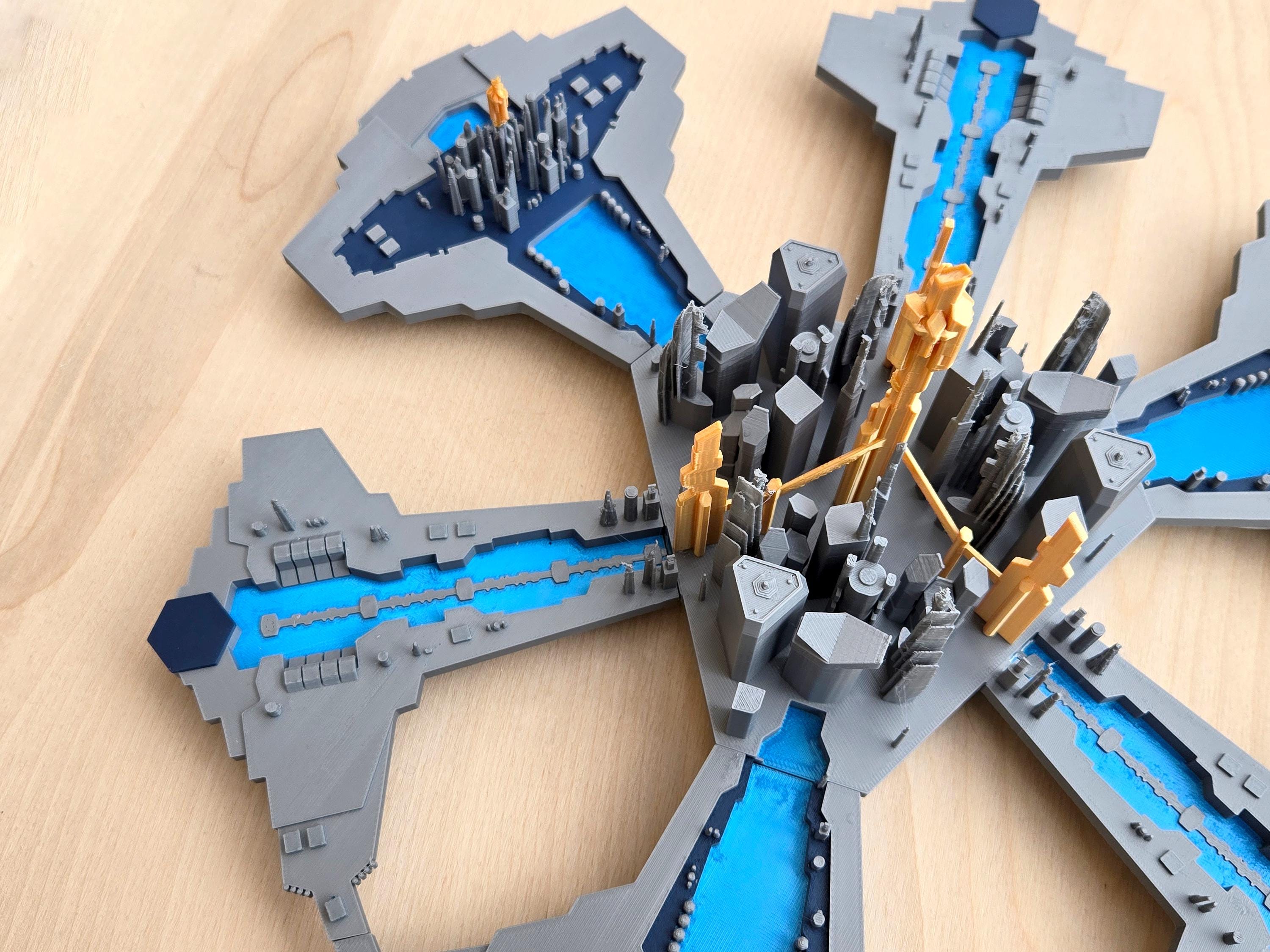 3D Printed Ancient City Ship Replica | Floating Sci-fi Metropolis Model ...