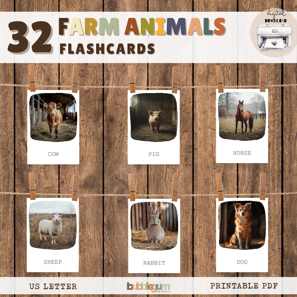 32 Farm Animals Flashcards | Montessori 3-part Cards | Real Pictures ...