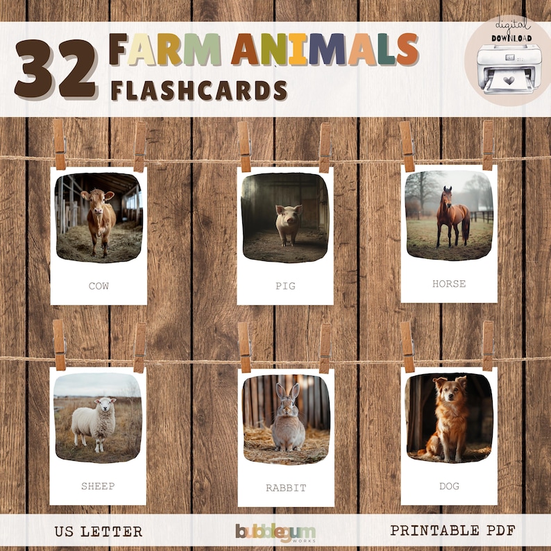 32 Farm Animals Flashcards | Montessori 3-part Cards | Real Pictures ...